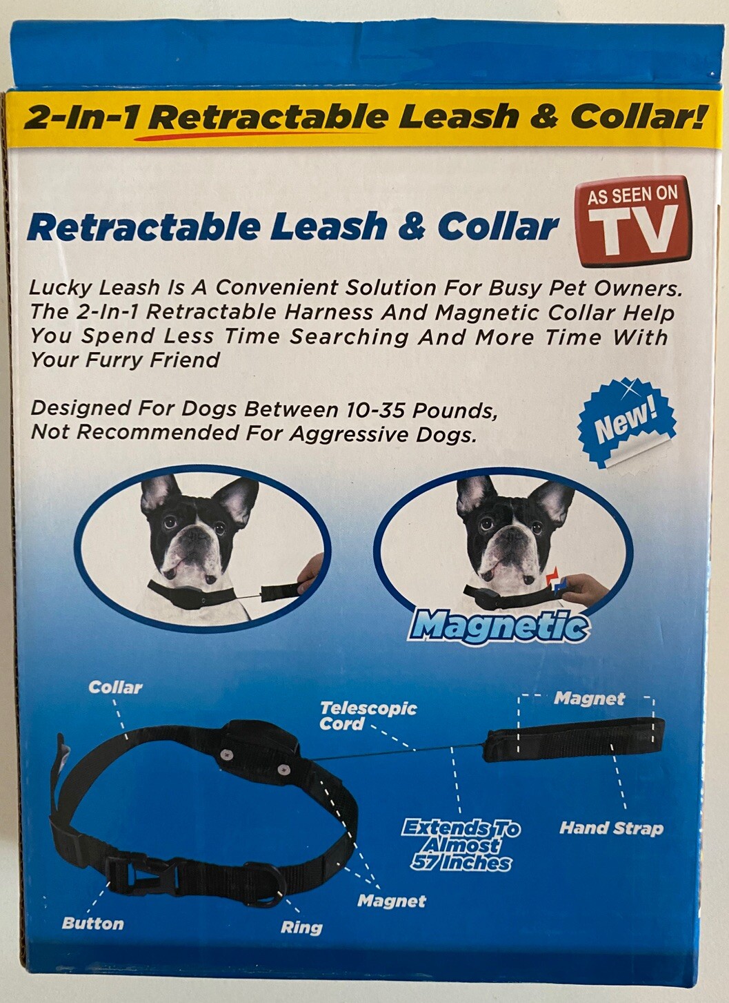 Retractable Magnetic Dog Leash Lucky Leash w/Collar 2-in-1 (S/M) SAME-DAY SHIP | eBay