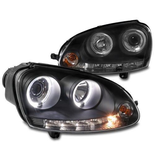 For 2006-09 VW Golf GTI Jetta R32 Rabbit Halo LED Projector Headlight ...