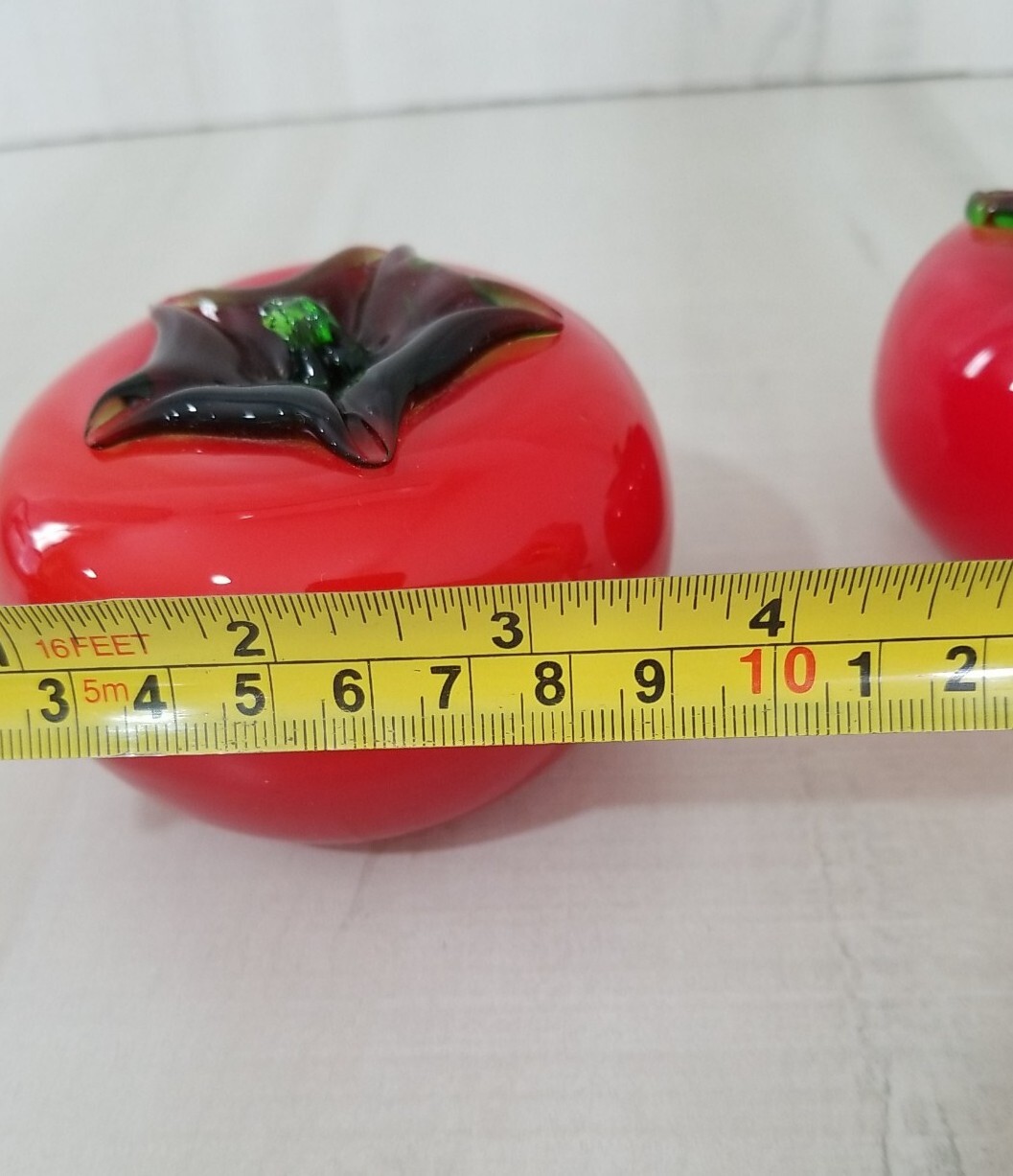 Lot of 2 Vintage Hand-Blown Art Glass Tomato Murano Style Fruit ...