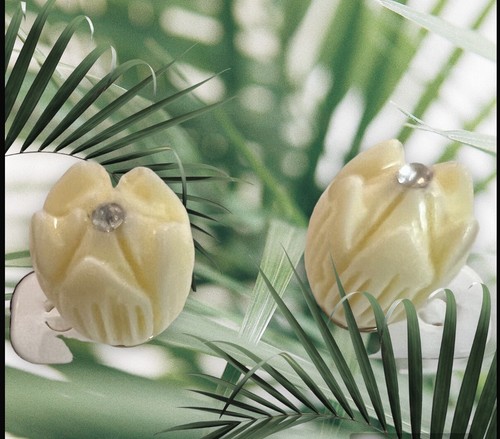 Gold Plated White Pikake Flower Stud Earrings Cz | eBay