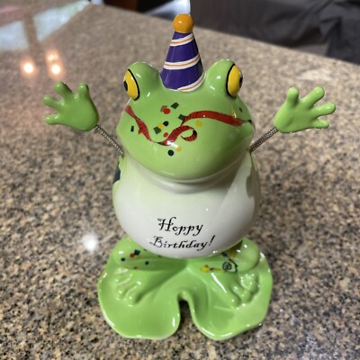 Fanciful Frogs Westland Giftware Hoppy Happy Birthday Bobble Figurine ...