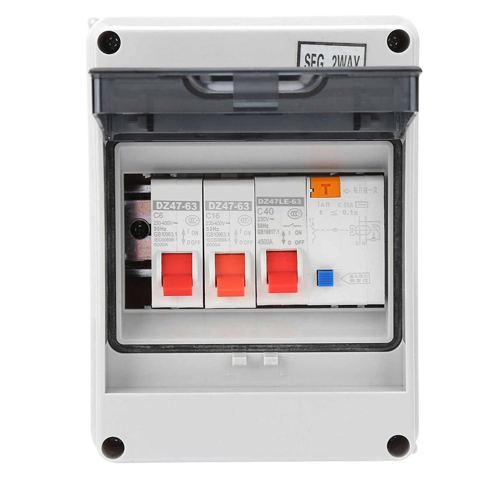 2 Way Weatherproof Garage Consumer Unit Enclosure Fuse Box 2 MCB 40A ...