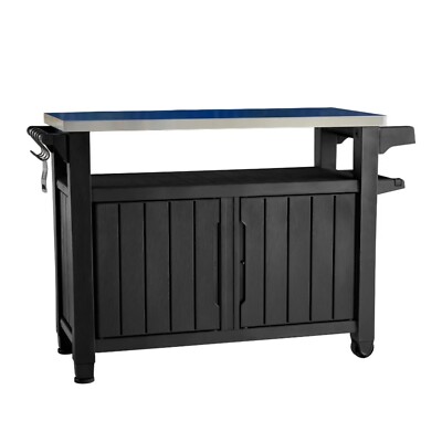 Keter Unity XL Outdoor Kitchen Rolling Bar Cart Storage Cabinet ...