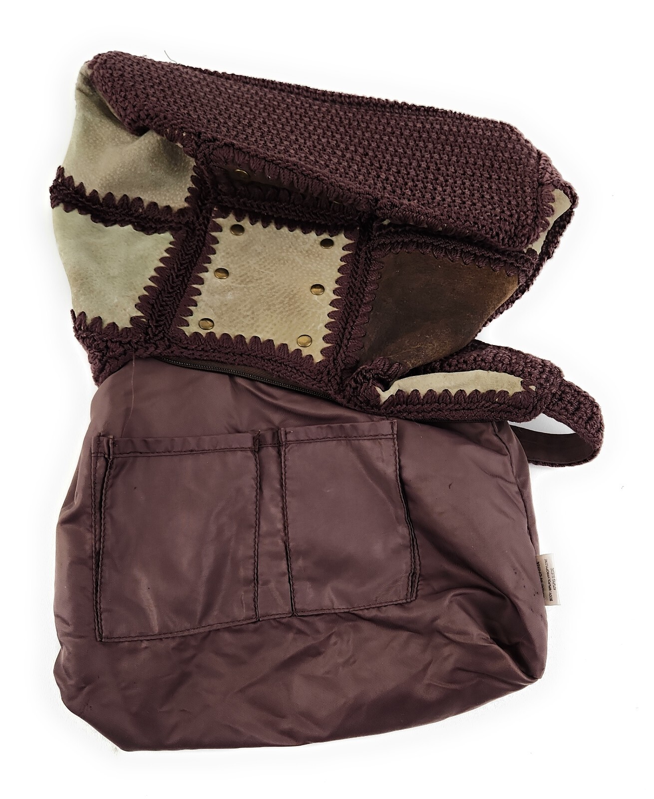 The Sak Original Brown Suede Patchwork & Crochet Purse | eBay