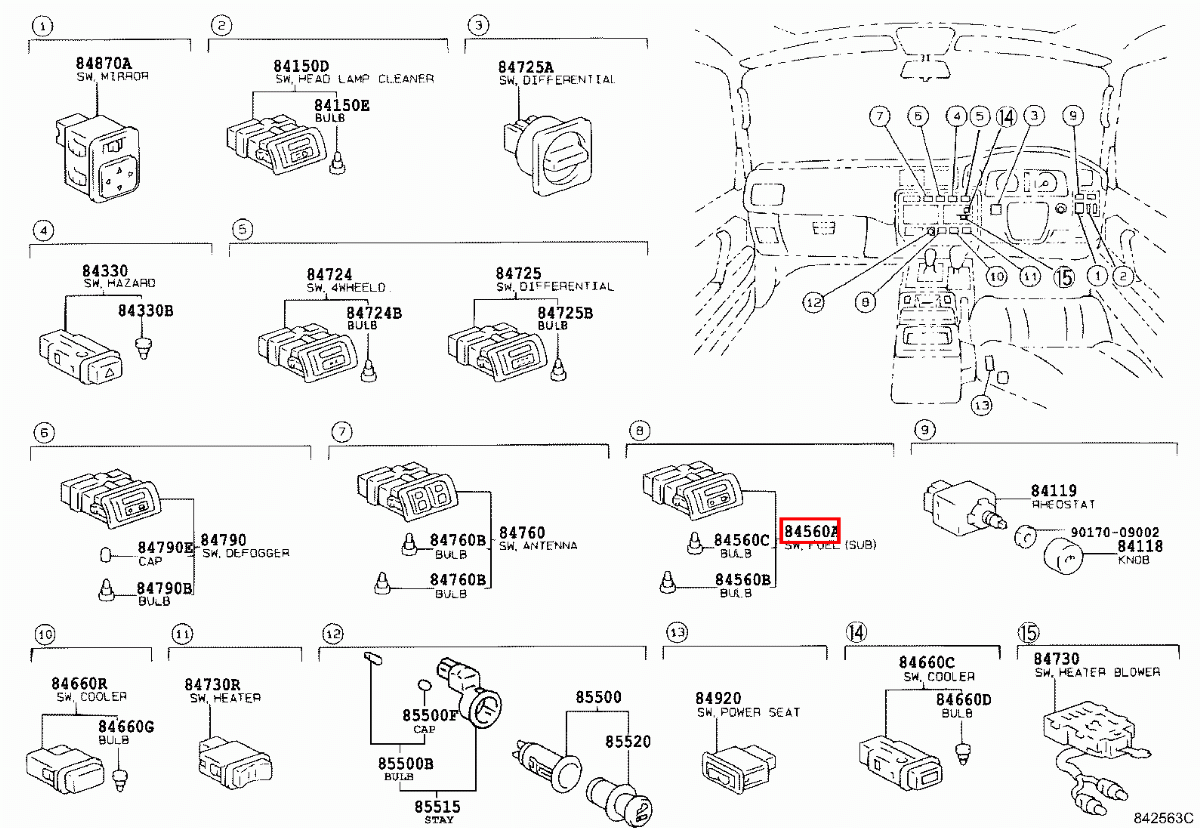 Genuine Toyota LandCruiser FZJ80 Fuel Sub Tank Switch | eBay