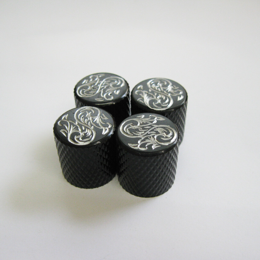 Hand engraving 4pcs scroll grass pattern electric guitar black metal ...