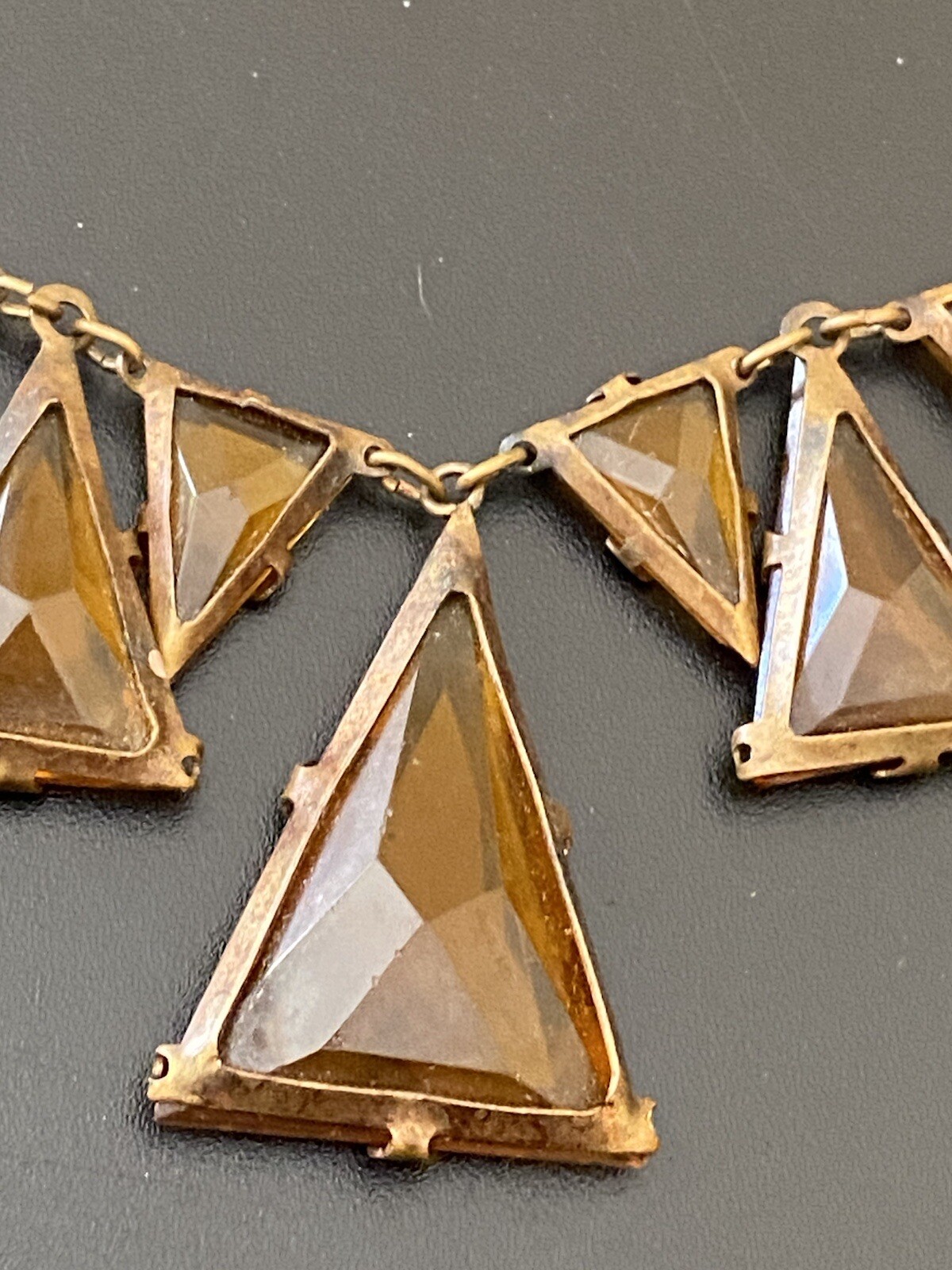 Antique 1930 Art Deco Amber Czech Glass Triangular Ba… - Gem