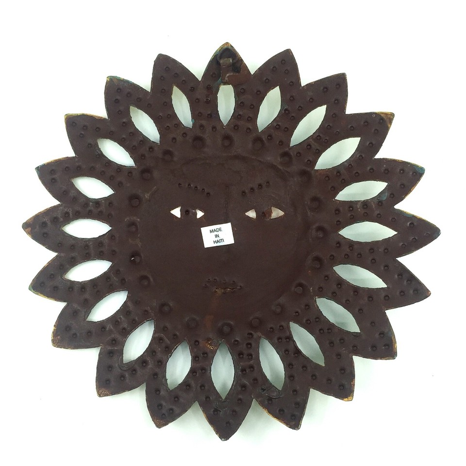 Blue & Green Sun Face 9" Tropical Indoor Outdoor Handcrafted Haitian ...