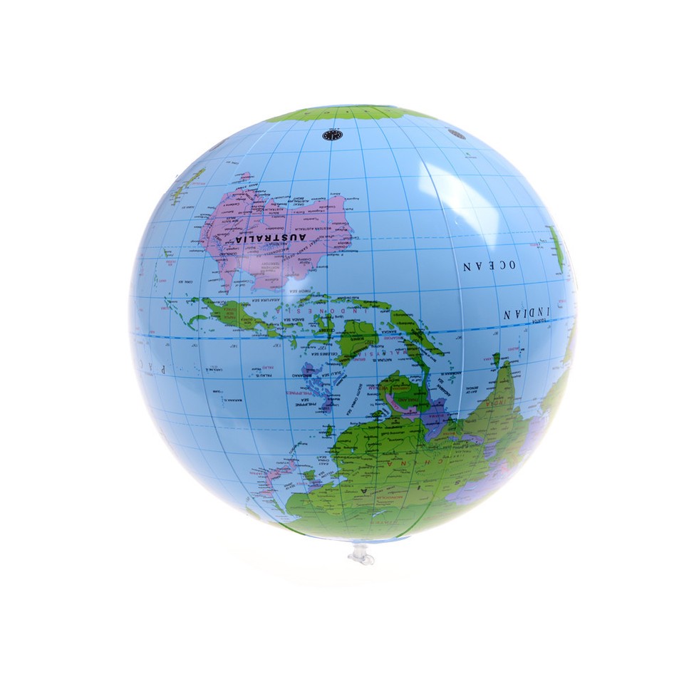 Inflatable Blow Up World Globe 16" Earth Atlas Ball Map Geography Toy ...