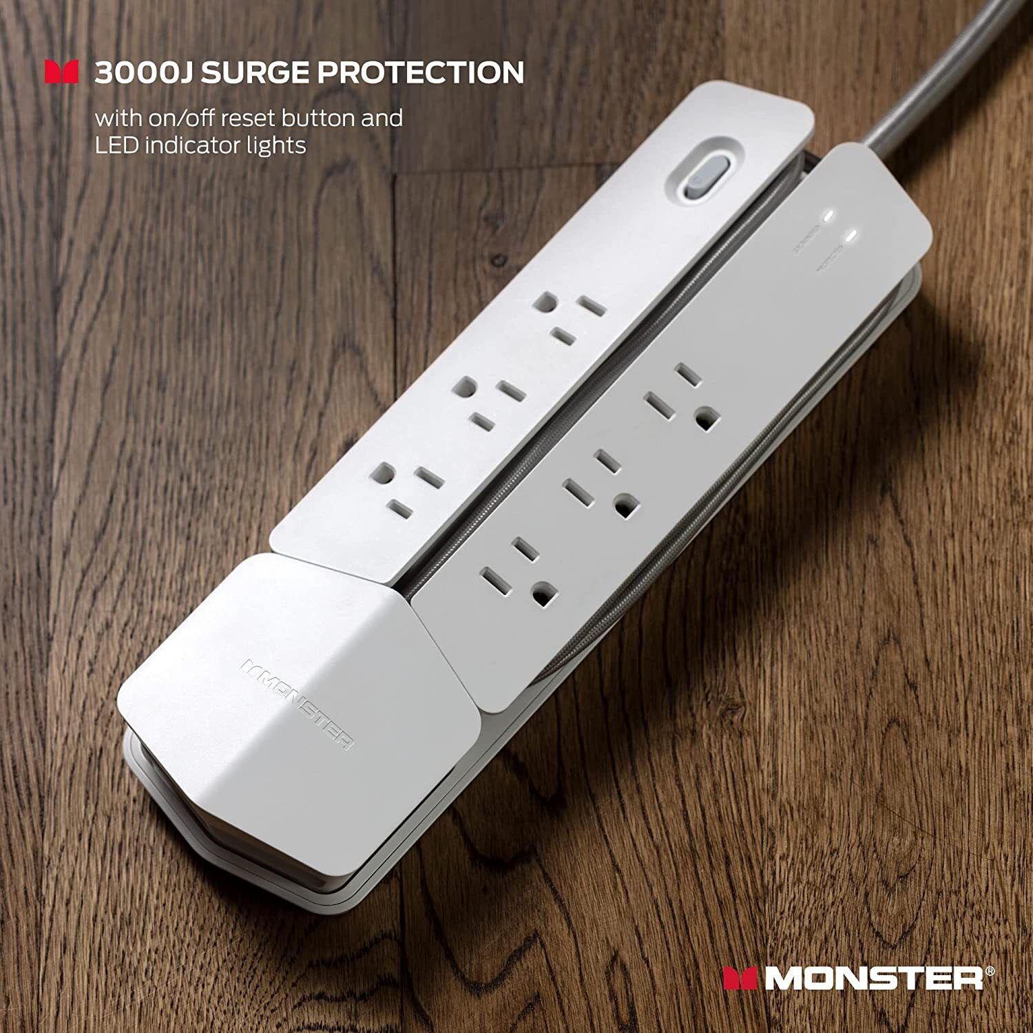 Monster Power Center Vertex Surge Protector - 6 AC Outlets, 3 USB Ports ...