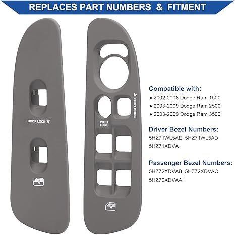 Window Control Switch Panel +Taupe Bezel 2pcs for 02-09 Dodge Ram 1500 ...