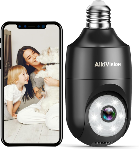 Alkivision 2K Light Bulb Security Camera Wireless Outdoor - 360° AI ...