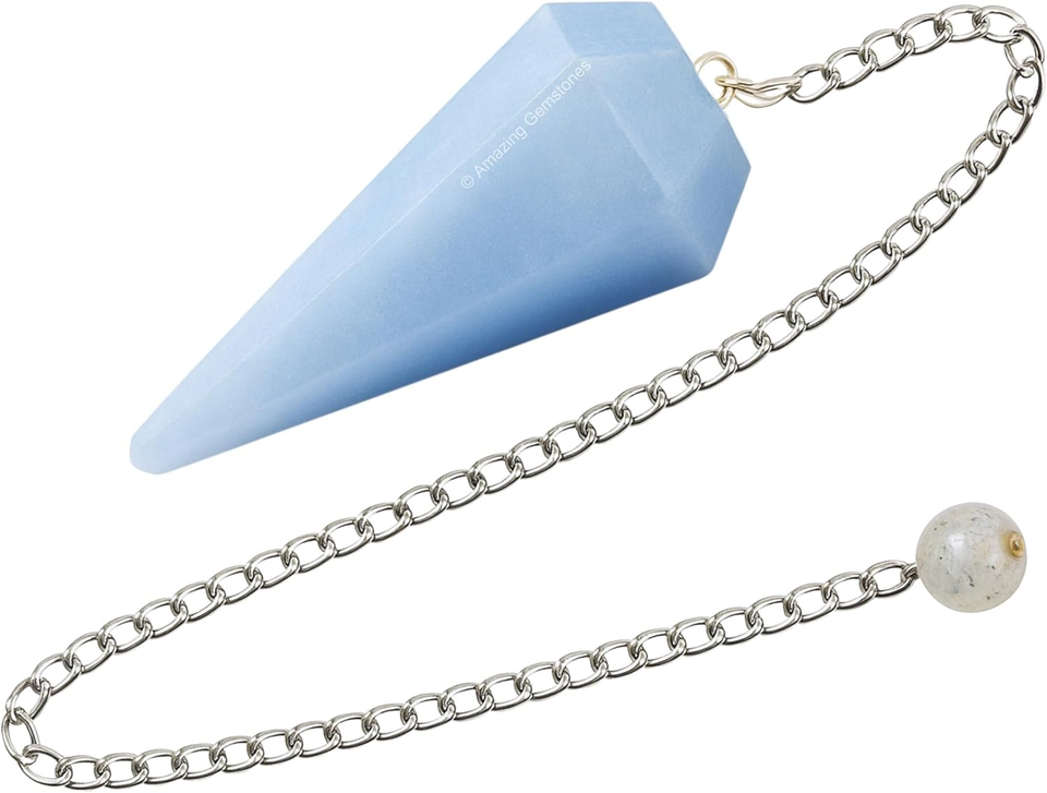 Blue Calcite Crystal Pendulum for Divination - Certified Dowsing ...