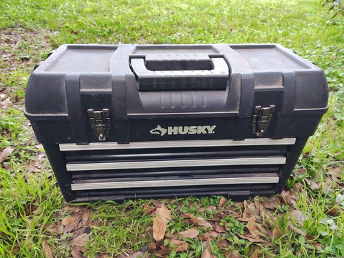 Husky Portable Tool Box 22" 3-Drawer Heavy Duty Tools Storage Plastic ...