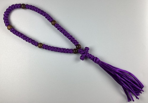 50 Knots Handmade Orthodox Christian Prayer Rope with Cross Purple ...
