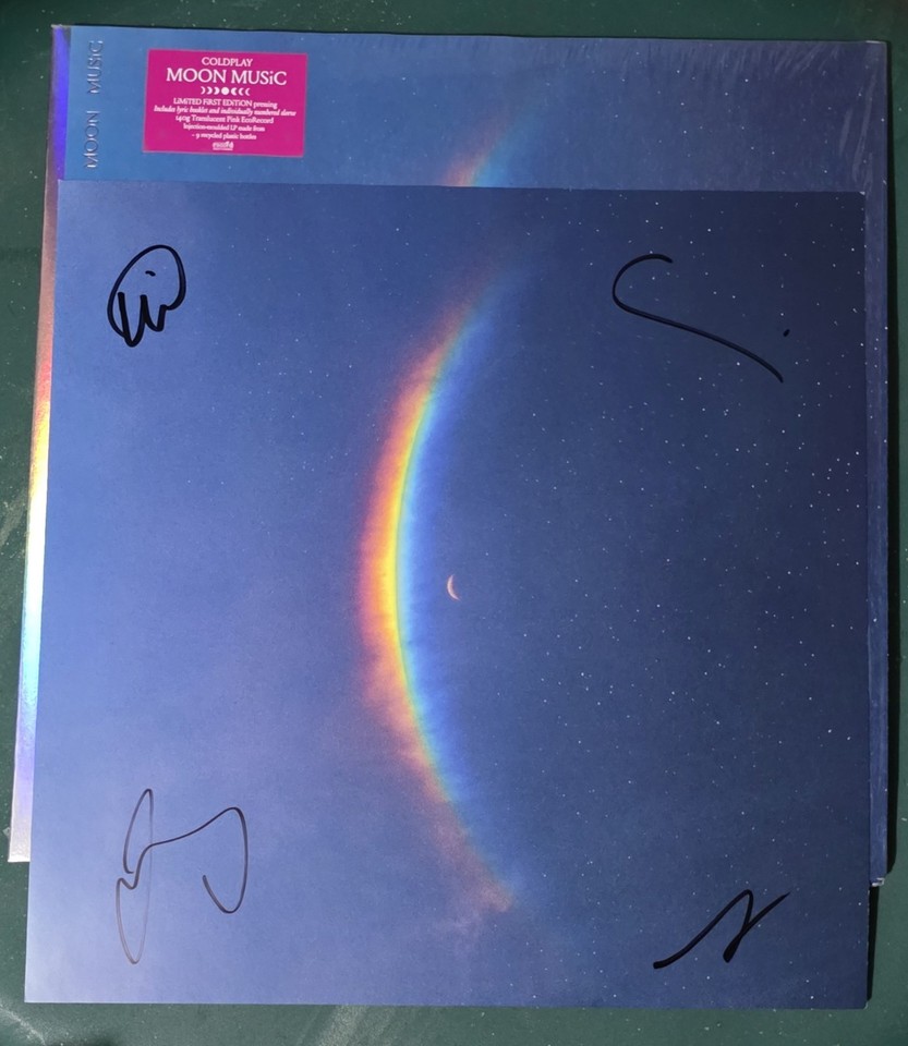 COLDPLAY MOON MUSiC SIGNED AUTOGRAPH PINK ECORECORD LP VINYL | eBay