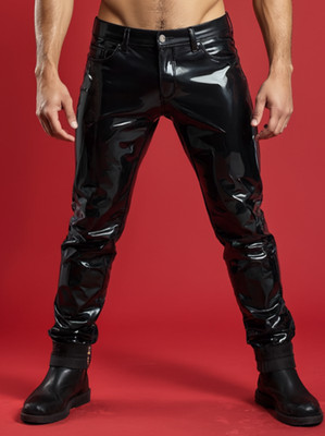 Honour Male PVC Straight Cut Jeans in Classic Black | eBay UK