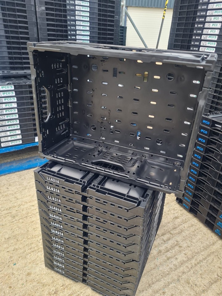 10 x USED FOLDING PLASTIC STACKING CRATE BOX 60-40-13CM STORAGE | eBay UK