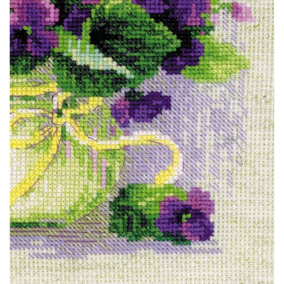 Cross-stitch kit Violets in a Pot 2091 Riolis | eBay