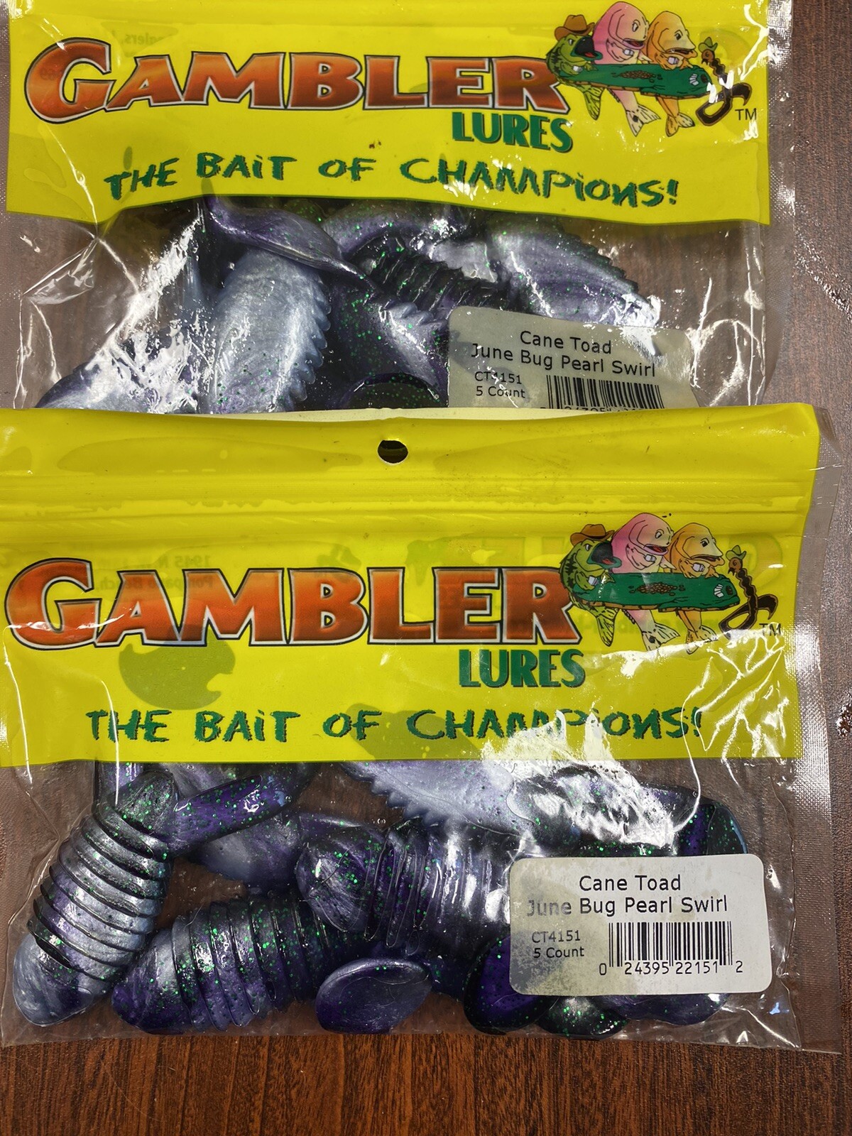 Gambler Cane Toad 4 inch Paddle Leg Frog 5pk color June Bug Pearl Swirl ...