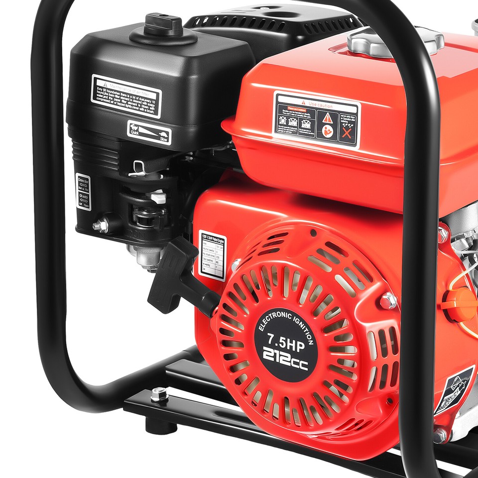 7.5 HP 2" Portable Gas-Powered Semi-Trash Water Pump Gasoline Water ...