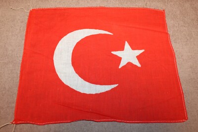 Original Pre to Early WW2 Era Turkey National Cotton Flag w/Ties, 12" x ...