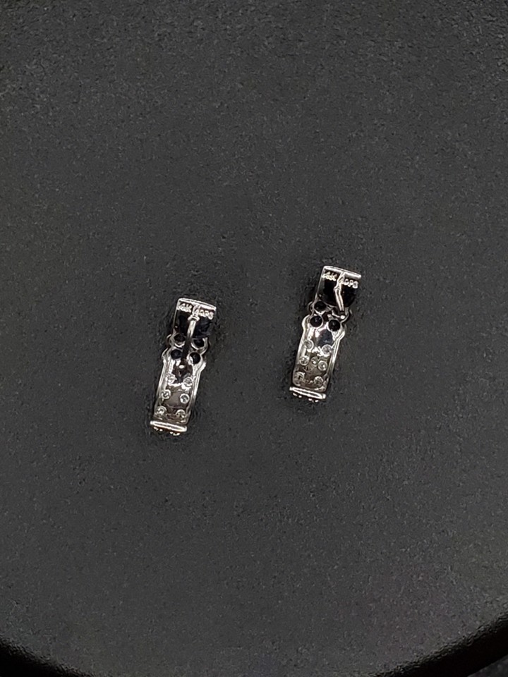 See VIDeo 2.8g Solid 14K wg 1/3 cttw Diamond & Sapphire ADPG Earrings ...