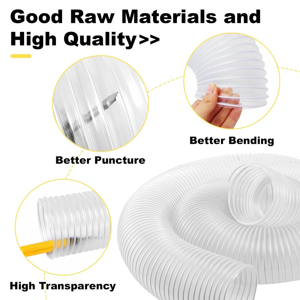 4"x20'Dust Collection Hose，4 inch Collector Flexible Tube with 304 ...