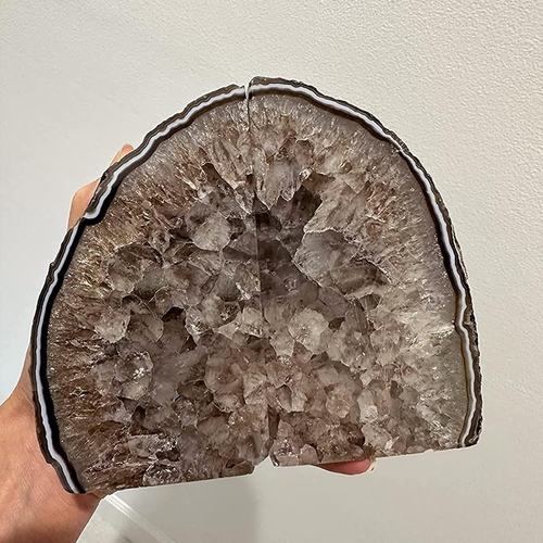 Geode Bookends Large Black Crystal Bookends Decorative Heavy Duty Agate ...