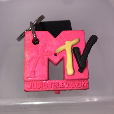 Vintage 1990 MTV Hot Pink w/ Palm Tree Rubber Keychain - Free Shipping ...