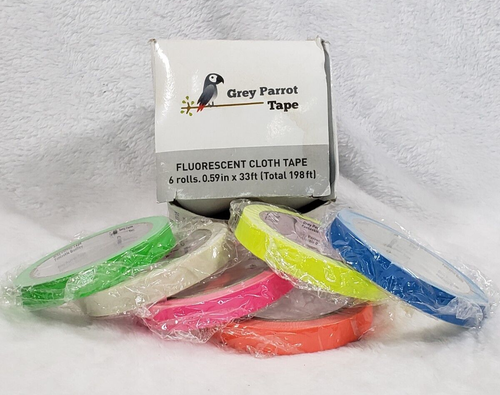 Grey Parrot Fluorescent Cloth Tape 6 Rolls (0.59in x 33ft) Black Light ...