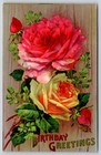 Greetings~Red & Yellow Roses Birthday Greeting~Vintage Postcard | eBay