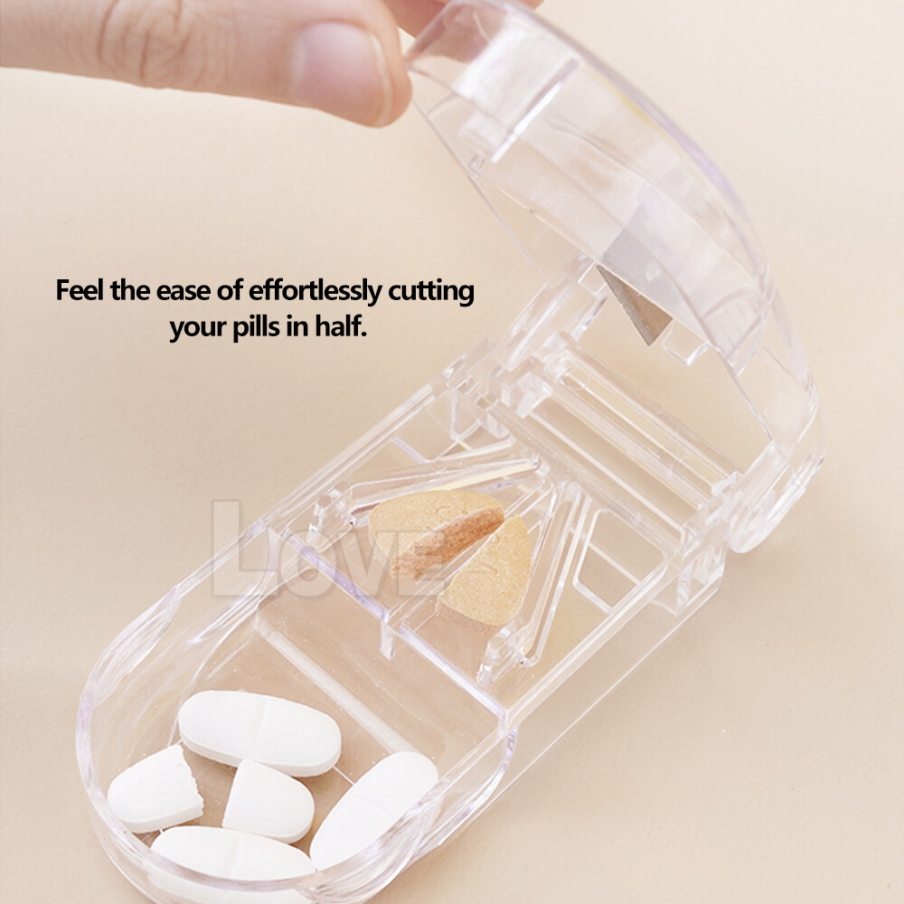 2PCS Vitamin Medicine Storage Box Pill Cutter Tablet Splitter Divider ...
