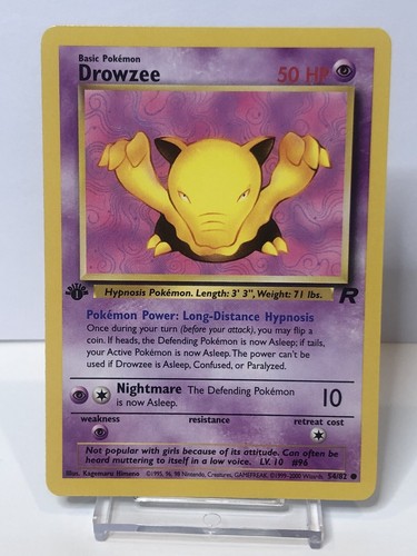 1st Edition Drowzee - NM Vintage WOTC 54/82 Team Rocket Pokemon Card ...