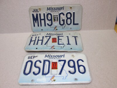 3 DIFFERENT MISSOURI LICENSE PLATES | eBay
