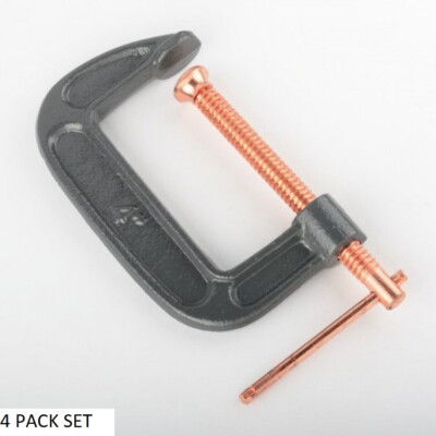 4 Pack 4" Inch C-Clamp w/ Iron Body & Copper Plated Steel Screw C-Clamp ...