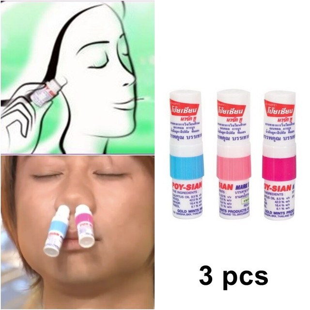 3 pcs Thai Nasal Inhaler for Relief Dizzy Menthol Natural Herbal | eBay