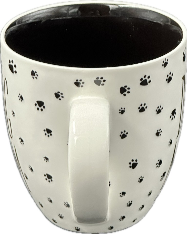 Mary Square White and Gold Ceramic Dog Mom Paw Print Mug with Black ...