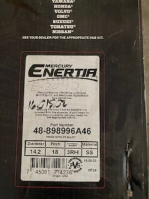 NEW Mercury Enertia propeller 18 pitch RH 48-898996A46 | eBay