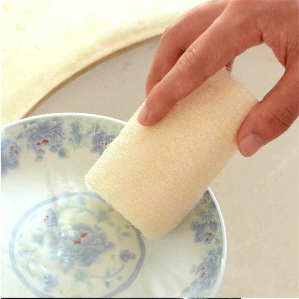 Natural Loofah Luffa Bath Shower Wash Body Pot Bowl Sponge Scrubber Pip ...