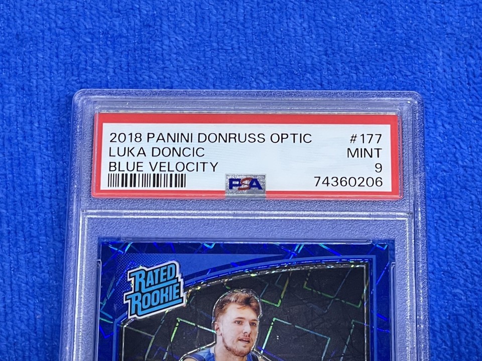LUKA DONCIC 2018 DONRUSS OPTIC BLUE VELOCITY RATED ROOKIE PSA 9 TEAM ...