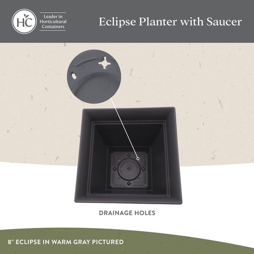 12 Inch Eclipse Square Planter with Saucer – Indoor Outdoor Plant Pot for Flo... 770932848772 | eBay