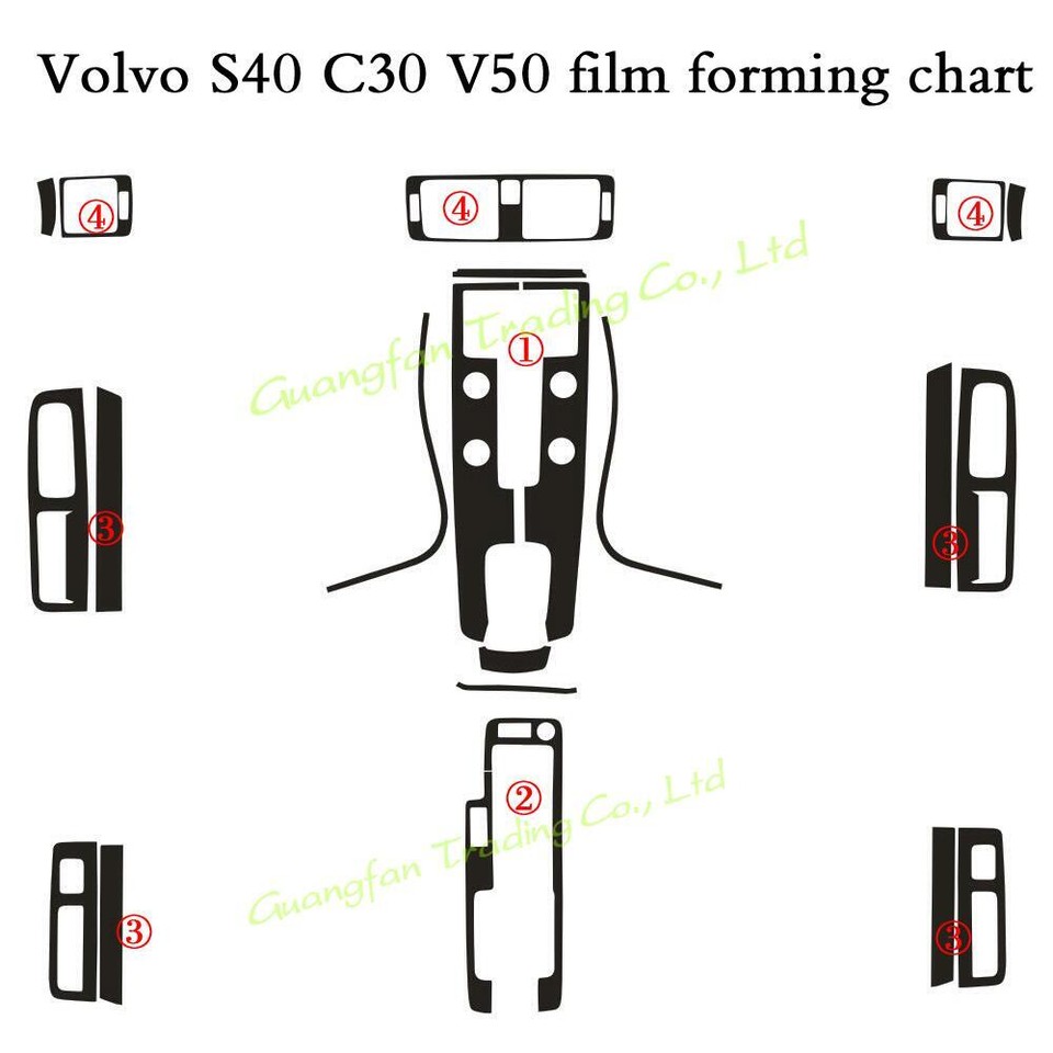 For Volvo S40 C30 V50 2007-2013 5D Carbon Fiber Pattern Interior DIY ...