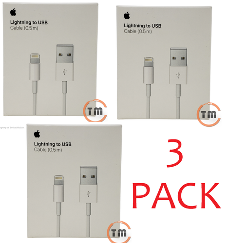 3 PACK Apple 0.5M (1.6') USB Type-A to Lightning Charging Cable A1511 ...