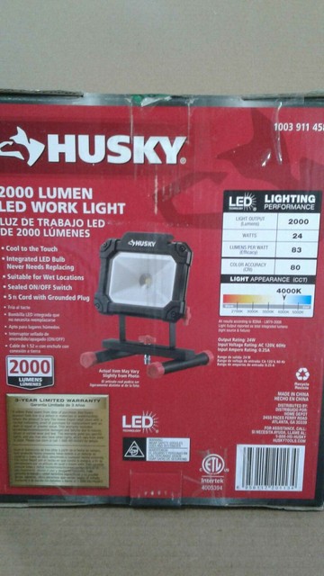 Husky 2000 Lumen Portable Indoor or Outdoor LED Work Light K40170 for ...