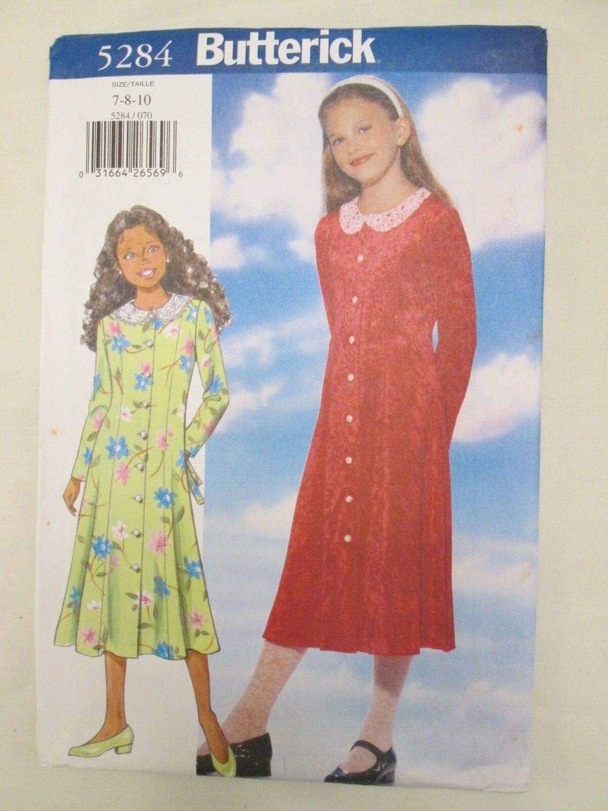 Butterick 5284 Girls Long Sleeve Princess Seam Dress Pattern Easy Size ...