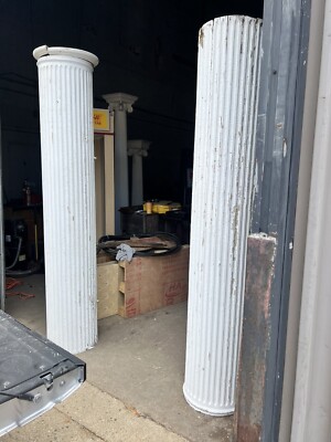 pair large round fluted Victorian age posts piers 92” x 15/16” dia ...