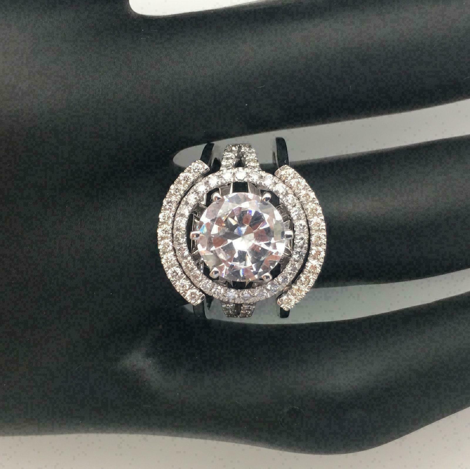 Unique Round Shape 4.10CT White Moissanite Split Shank Engagement 935 ...