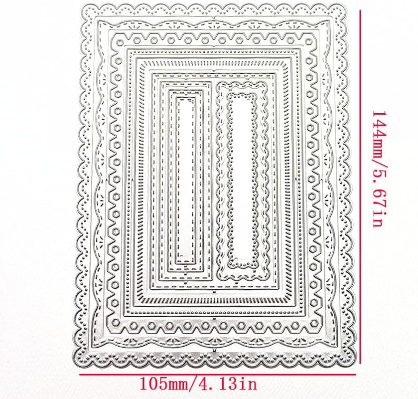 Nested Rectangle Frame Cutting Dies, Stitched Scallop Metal Cutting ...