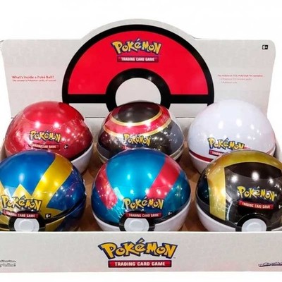 1 Pokemon Poke Ball Collector Tin 3 English Booster Packs+ TCG Coin New ...